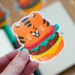 Chubby Lucky Burger Tiger Sticker, Animal Stickers, Journal Stickers ...
