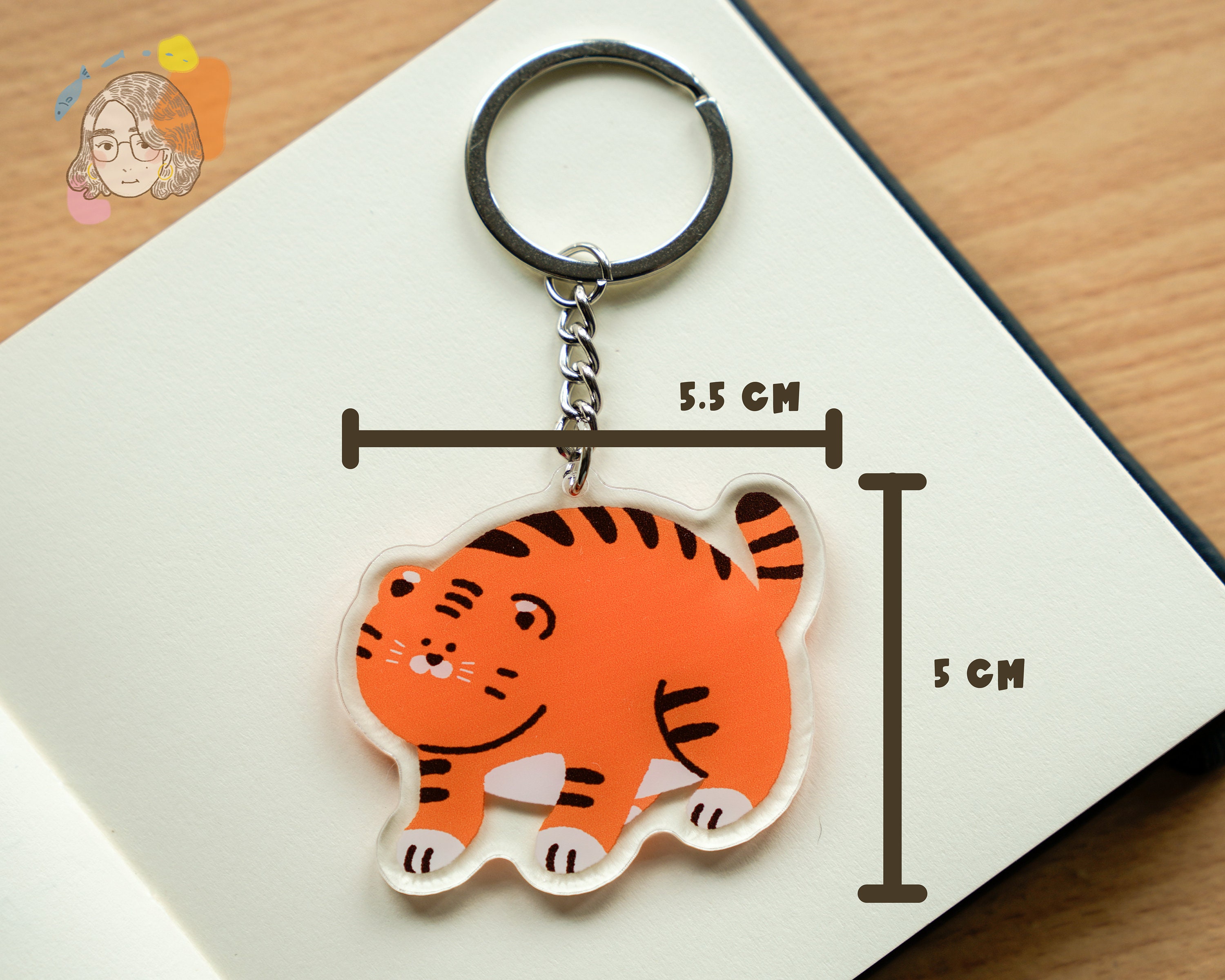 Chunky Tiger Acrylic Keychain, Keychain Charm, Cute Keychain, Animal ...