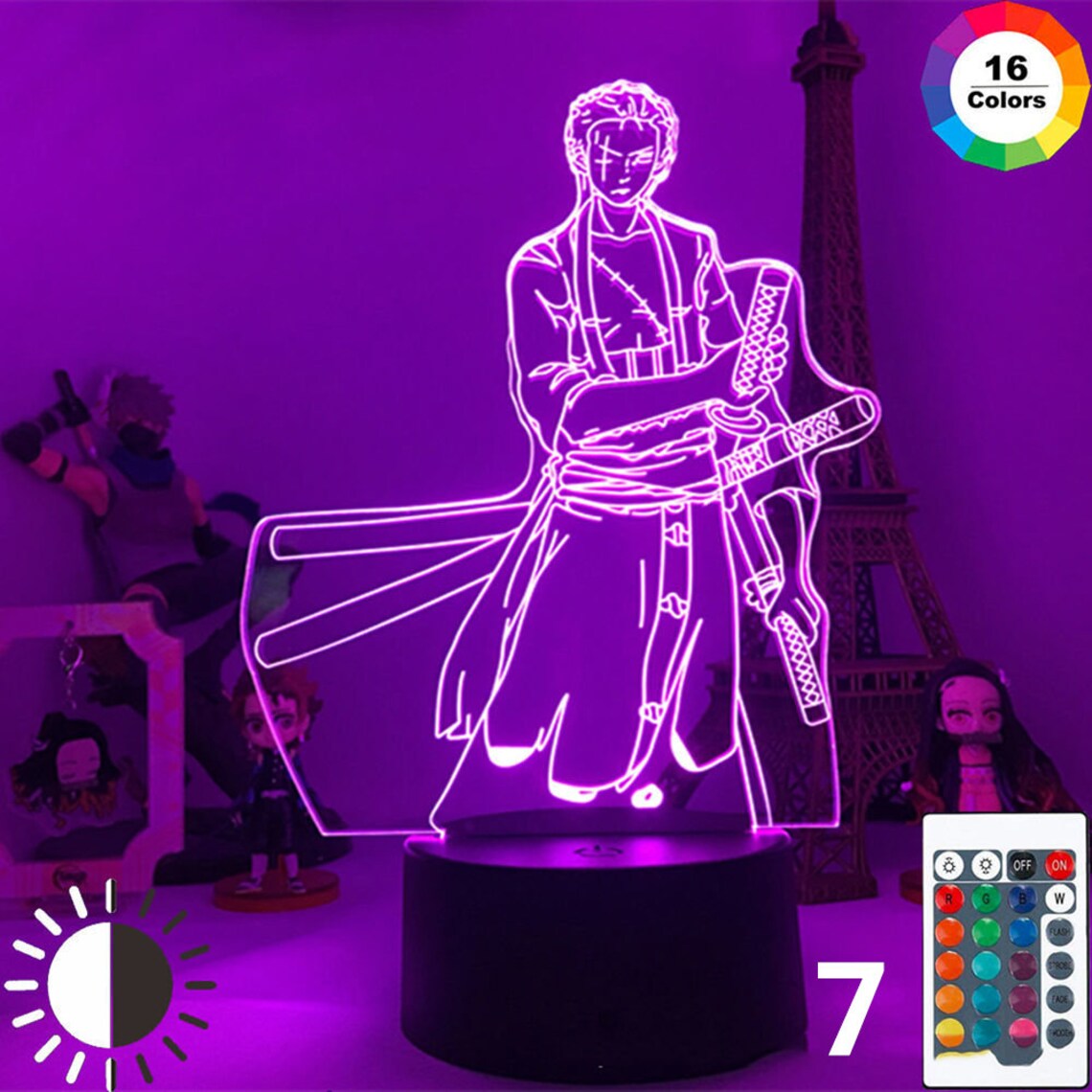 3D Led One piece Light Animation night light Luffy night light | Etsy