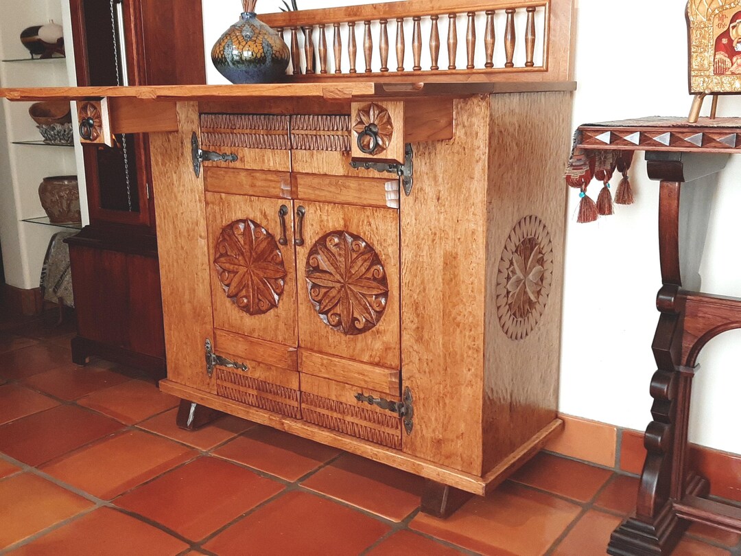 Spanish Colonial Handmade Drop-leaf Buffet, Nicolai Fechin Inspired - Etsy