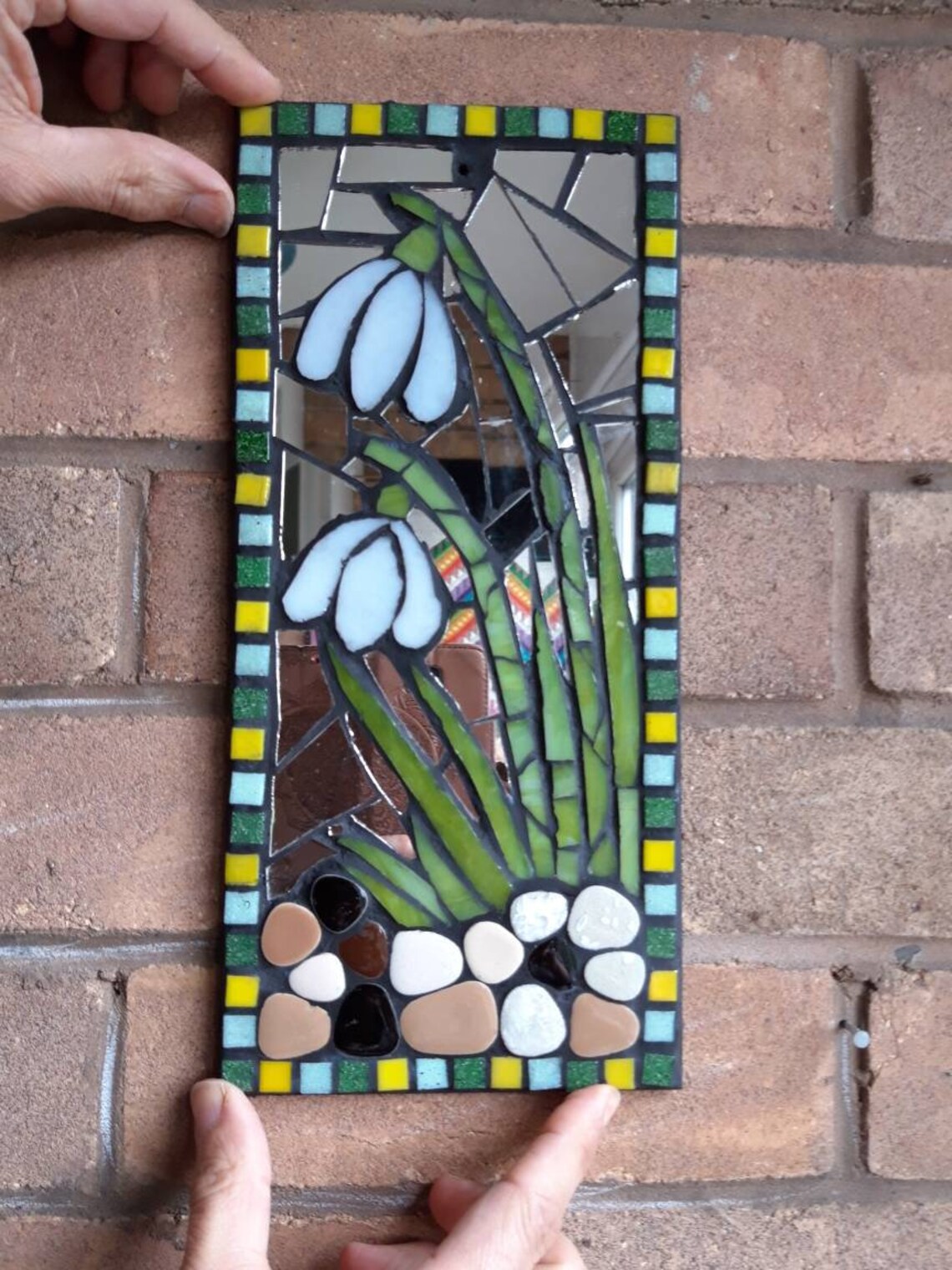Snowdrop Stained Glass and Mirror Mosaic. Made With Materials - Etsy UK