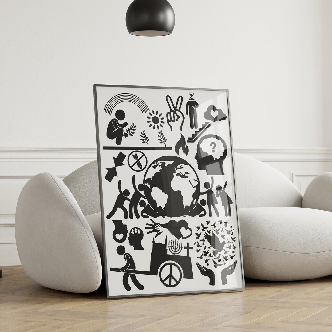 John Lennon Imagine Pictogram Art Print, Vintage Song Art, Retro Music ...