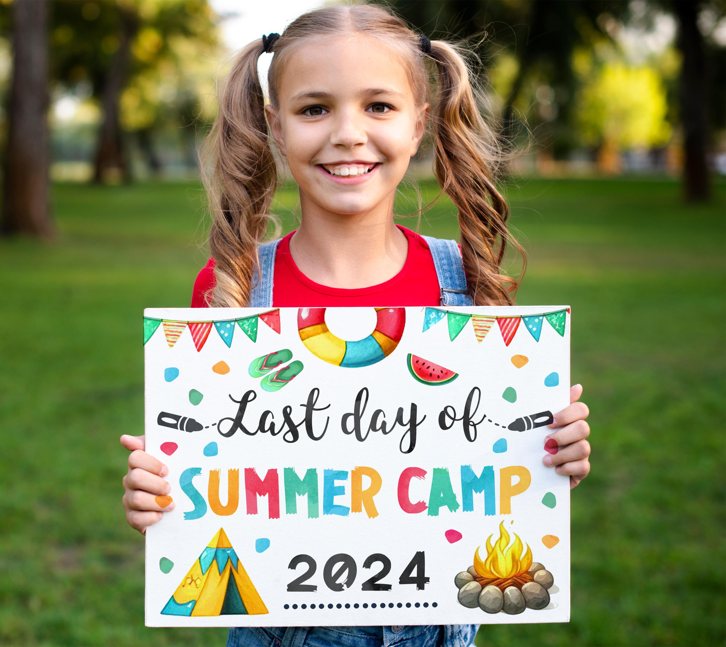 Last Day of Summer Camp Sign, Last Day of Kids Camp Sign, Watercolor ...