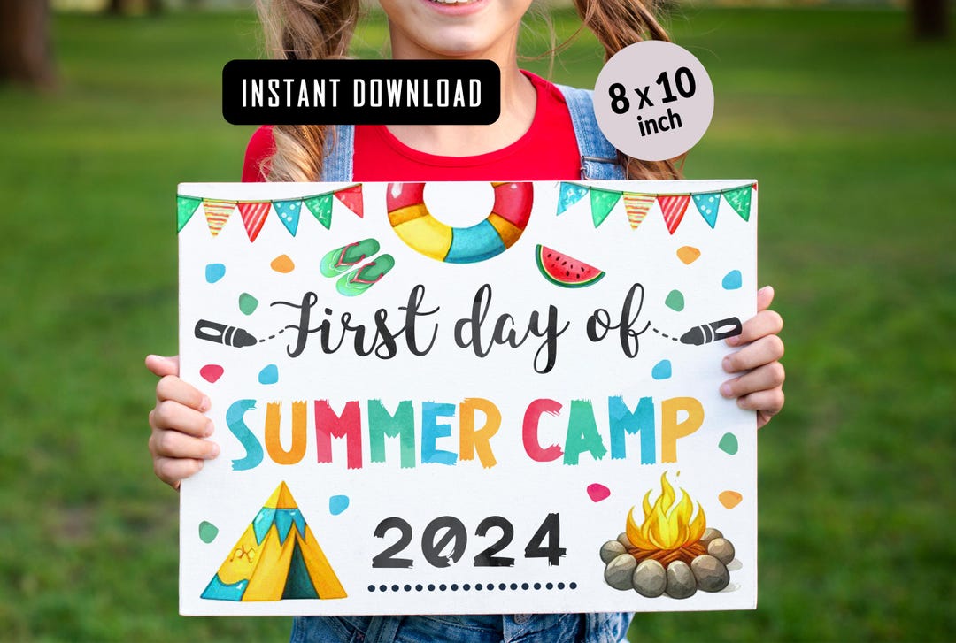 First Day of Summer Camp Sign, First Day of Kids Camp Sign, First Day ...