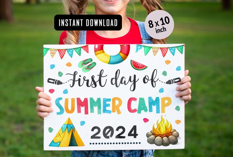 First Day of Summer Camp Sign, First Day of Kids Camp Sign, First Day ...