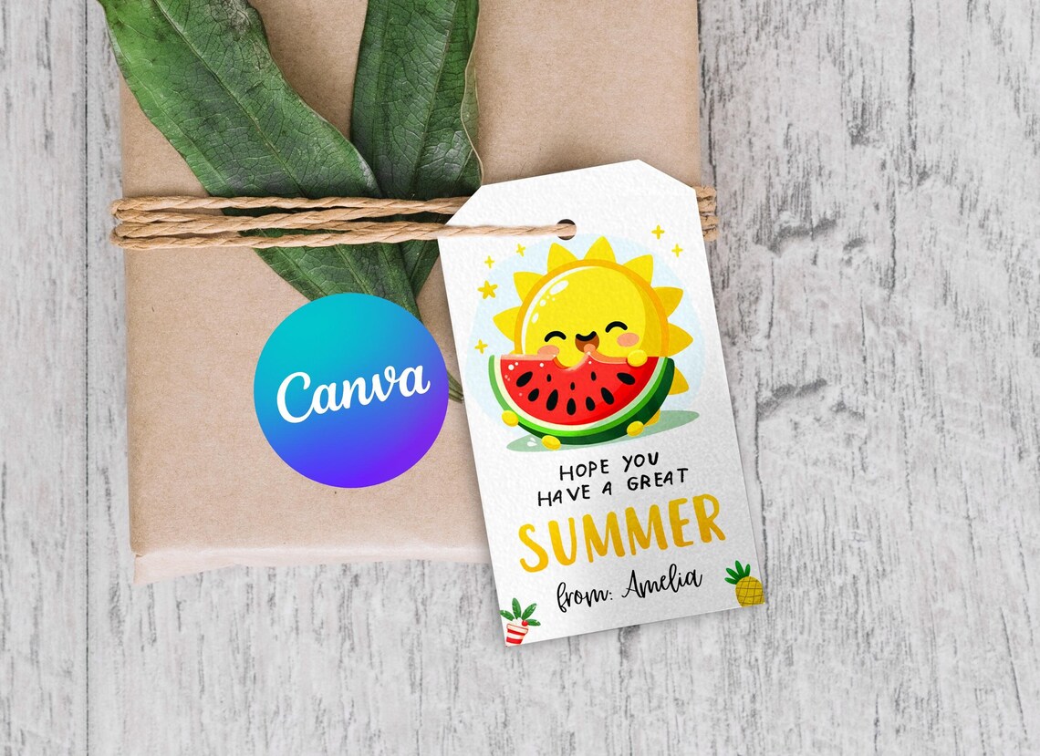 Summer Sun Gift Tag, Have a Great Summer Gift Tag, Sunshine Thank You ...