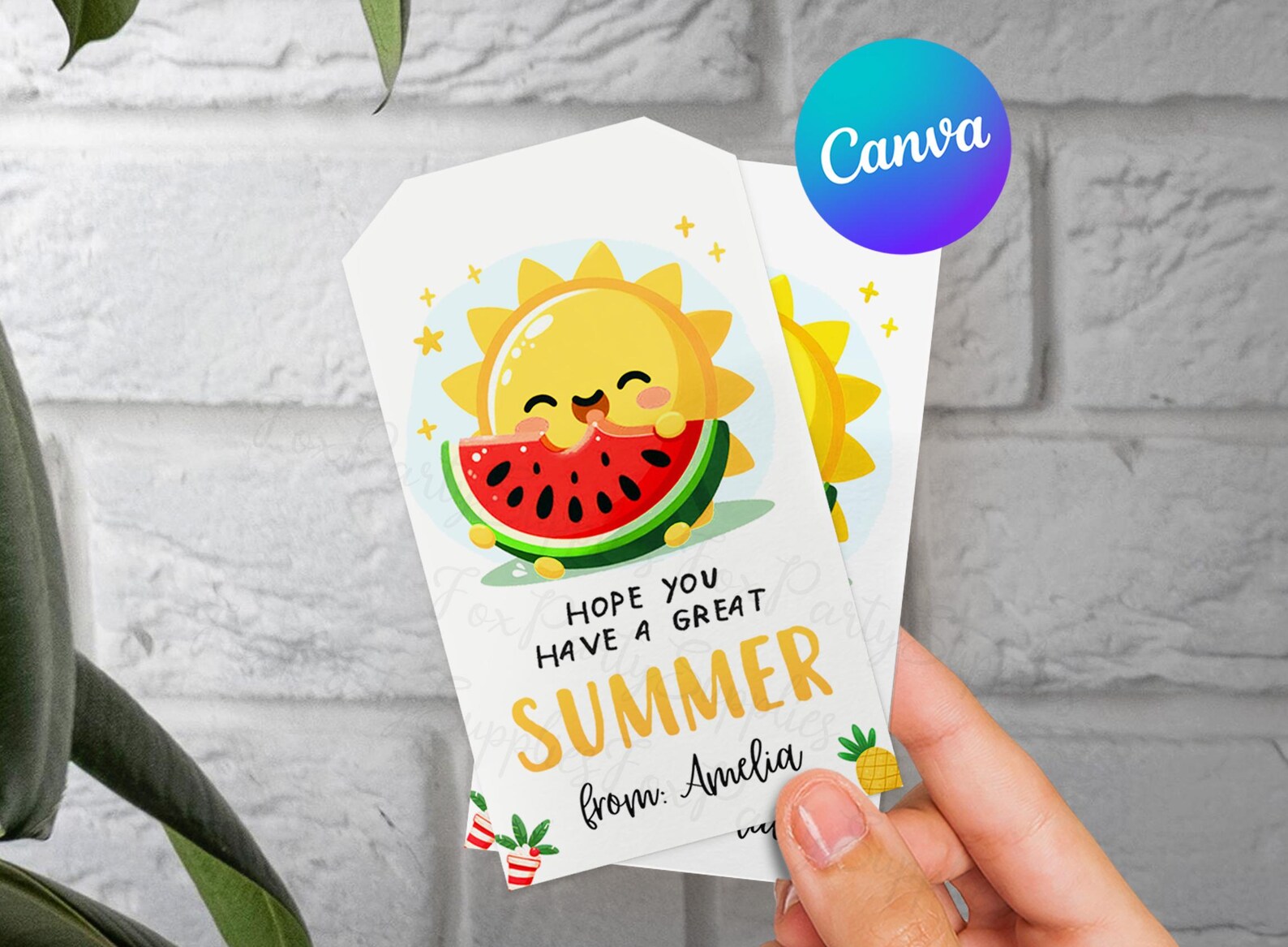 Summer Sun Gift Tag, Have a Great Summer Gift Tag, Sunshine Thank You ...