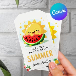 Summer Sun Gift Tag, Have a Great Summer Gift Tag, Sunshine Thank You ...
