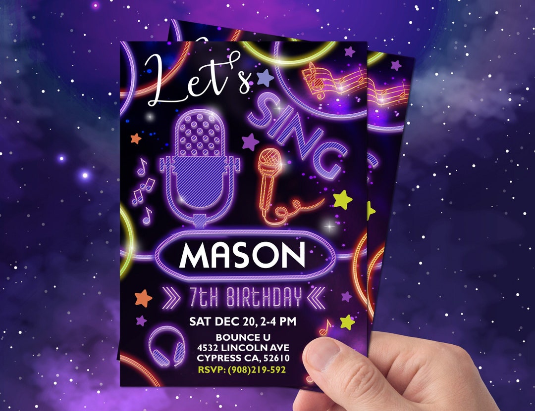 Karaoke Invitation, Karaoke Party, Music Invitation, Karaoke Birthday ...