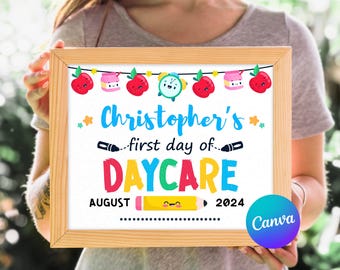 First Day of Preschool Sign, Printable First Day of Preschool Poster ...