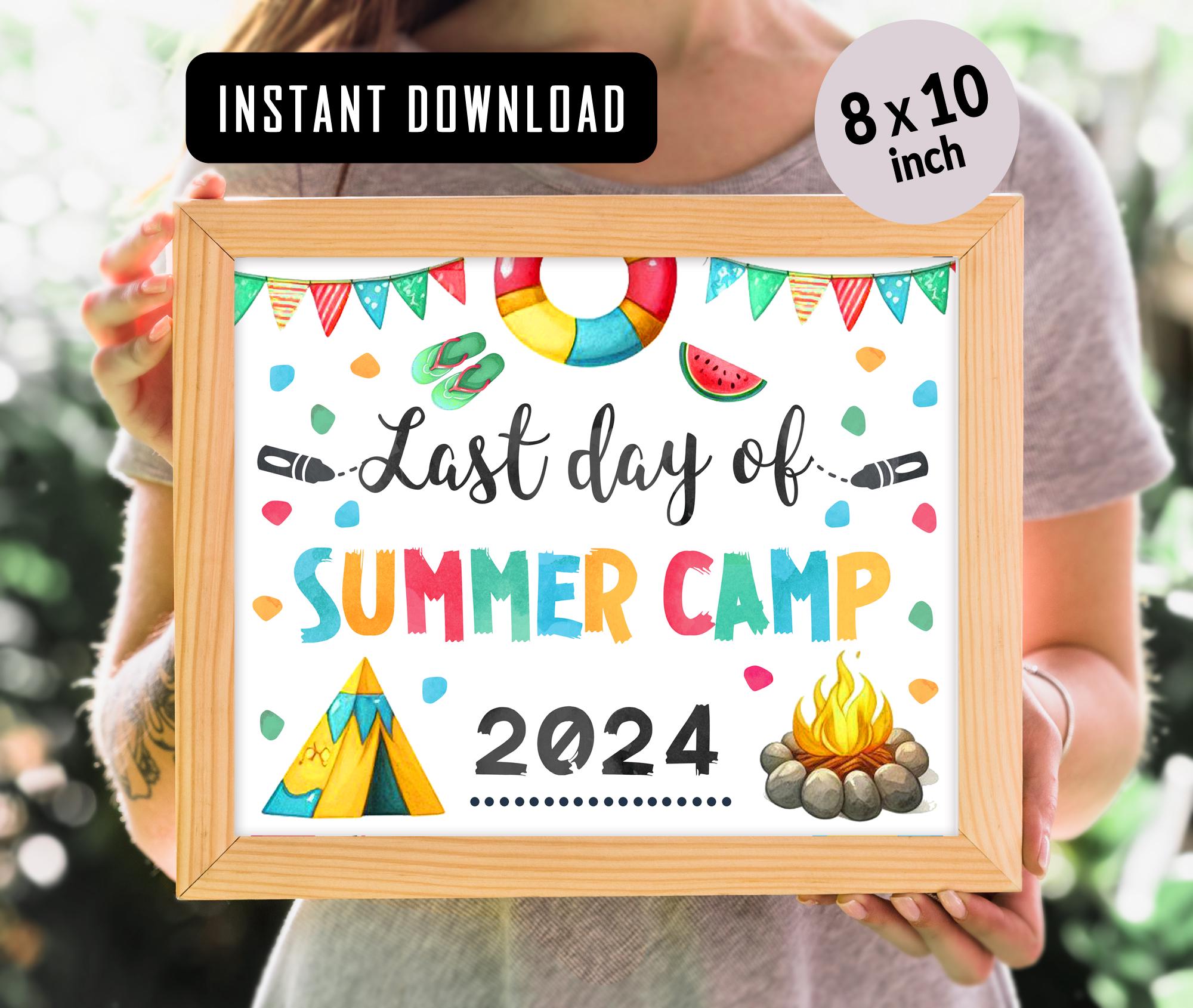 Last Day of Summer Camp Sign, Last Day of Kids Camp Sign, Watercolor ...