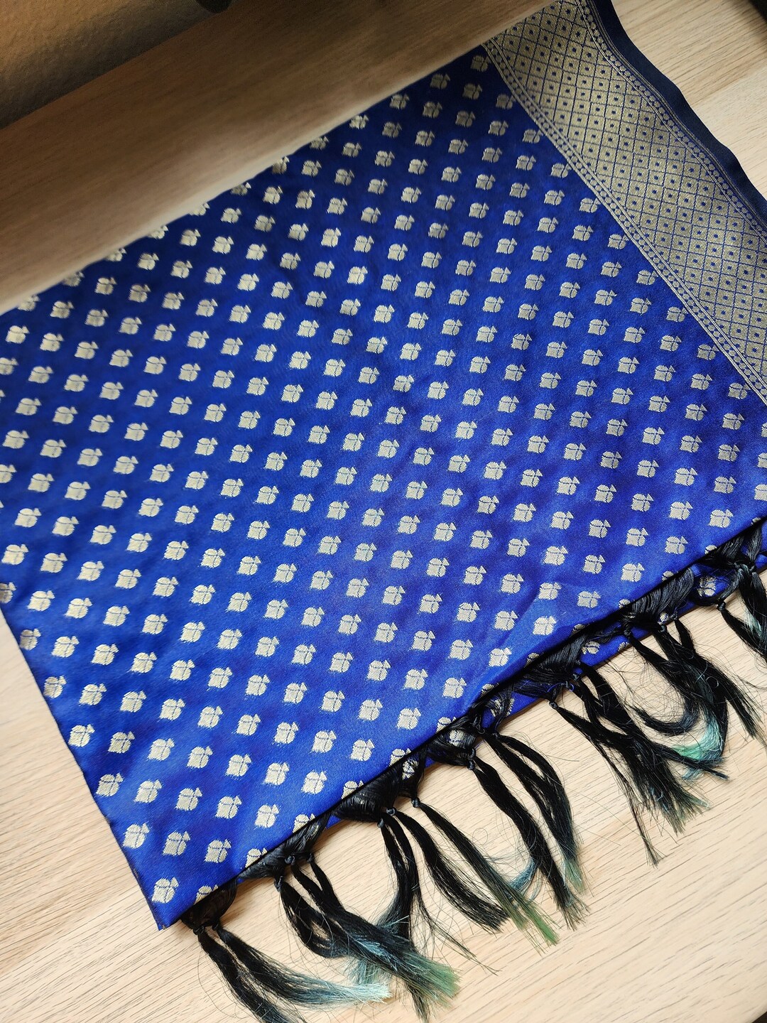 Banarasi Silk Royal Blue Dupatta With Gold Handweaving, Indian ...