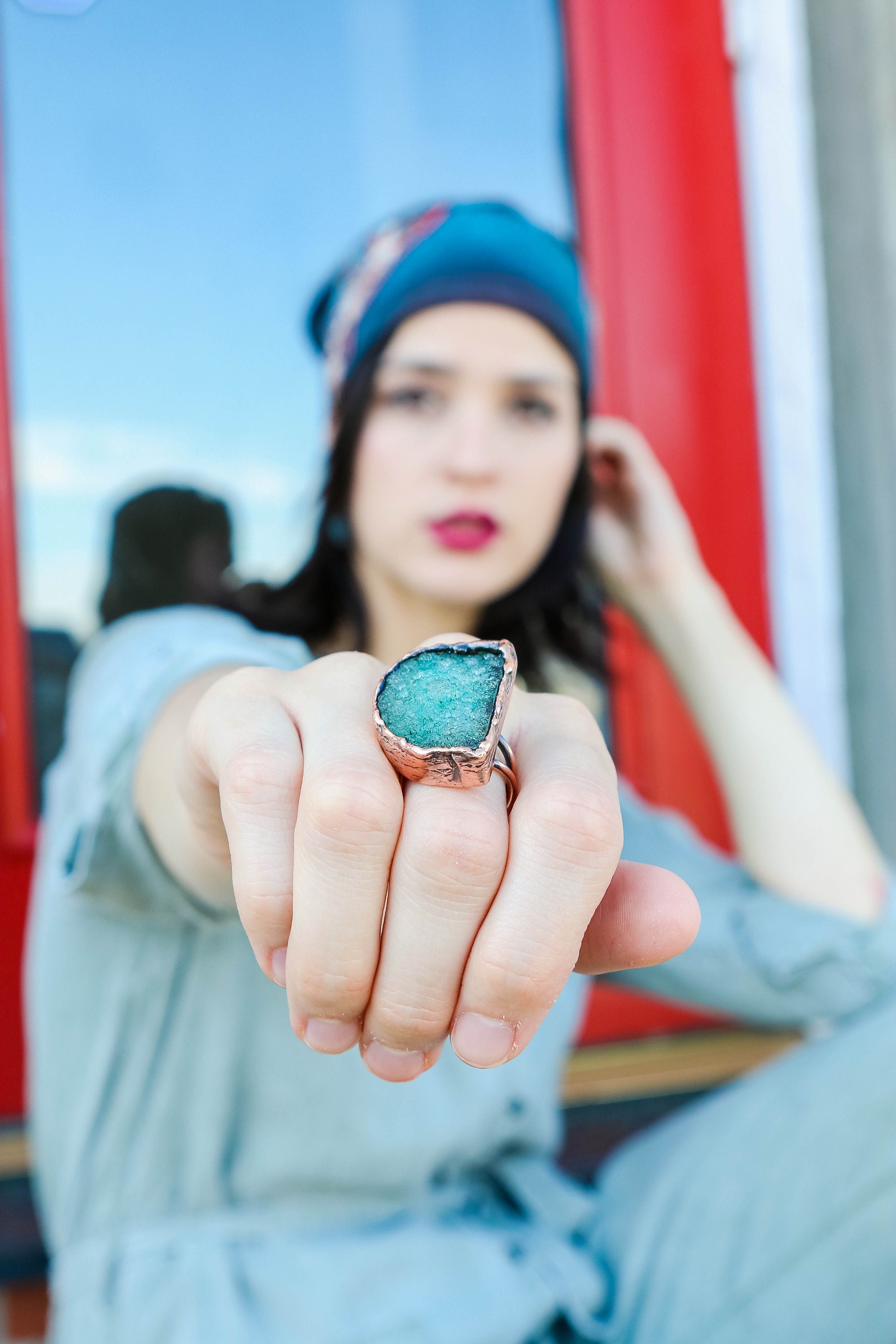 Handmade Gemstone Ring Raw Quartz Ring Copper Adjustable | Etsy