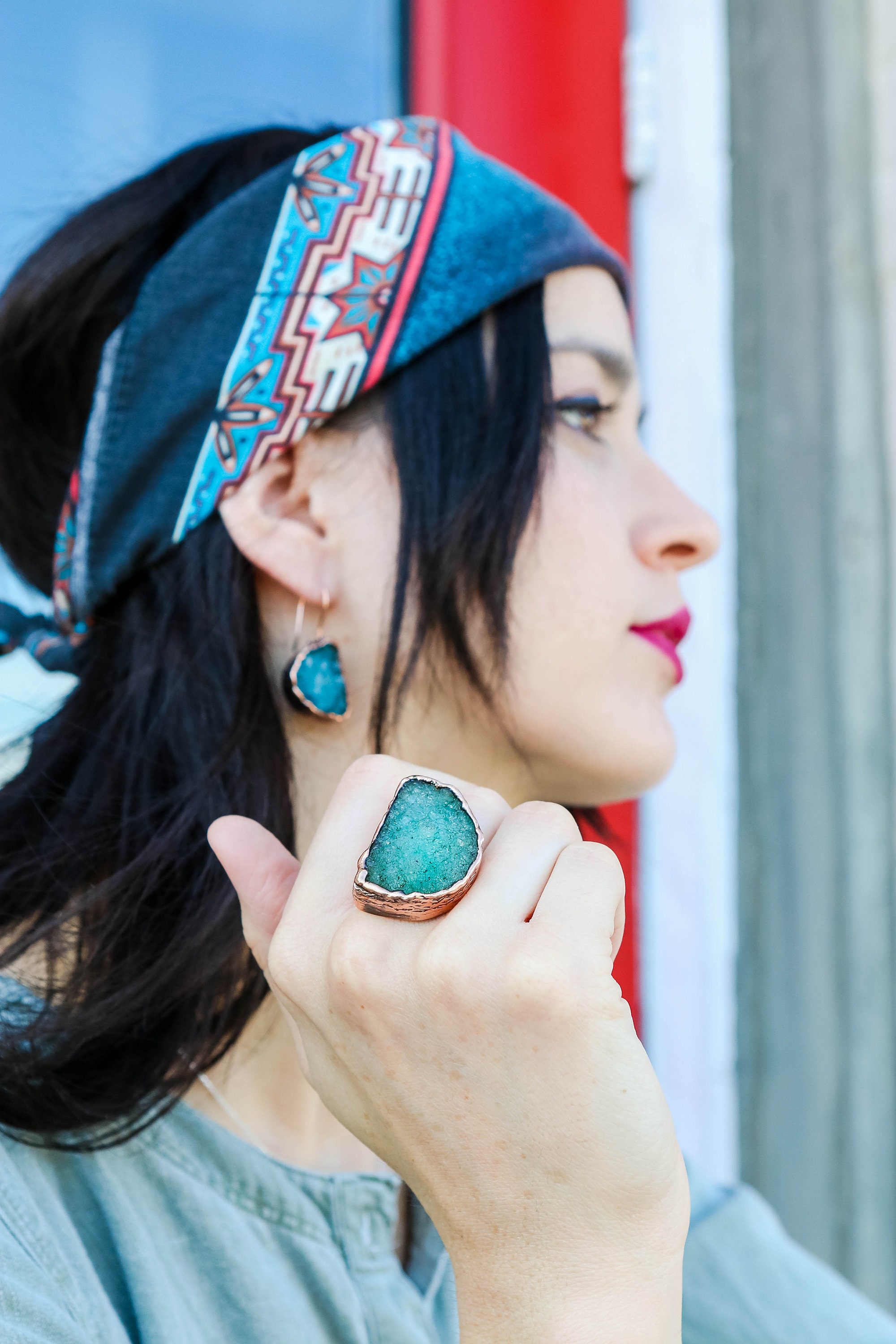 Handmade Gemstone Ring Raw Quartz Ring Copper Adjustable | Etsy