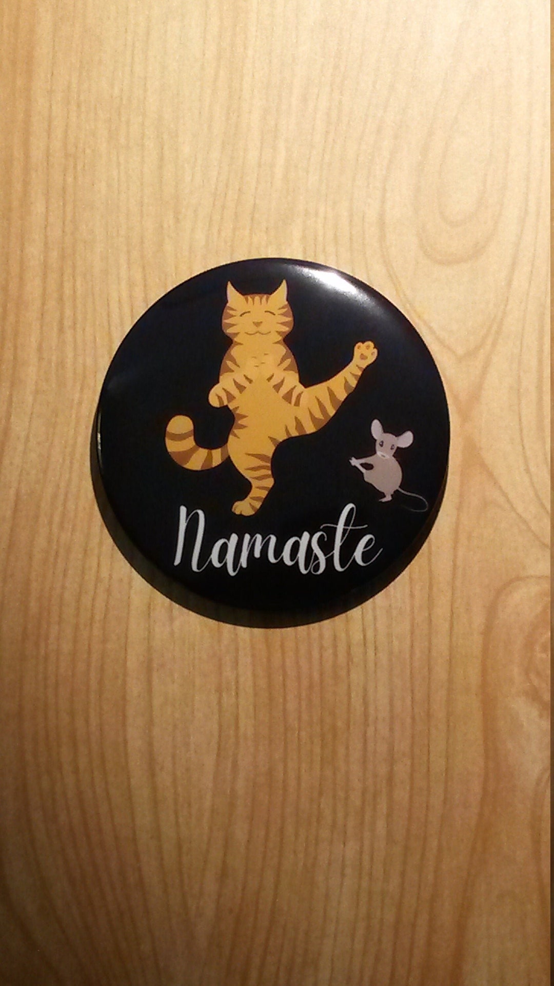 Yoga Cat & Mouse Namaste Pinback Button Pin, funny gift for fitness ...