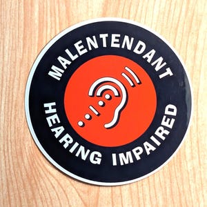 Malentendant Autocollant En Vinyle, Hearing Impaired Decal, French ...