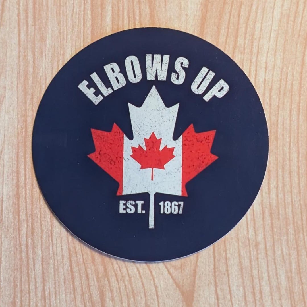 Elbows up 3 Inch Round Vinyl Sticker, Canada Flag, Anti Trump Stickers ...