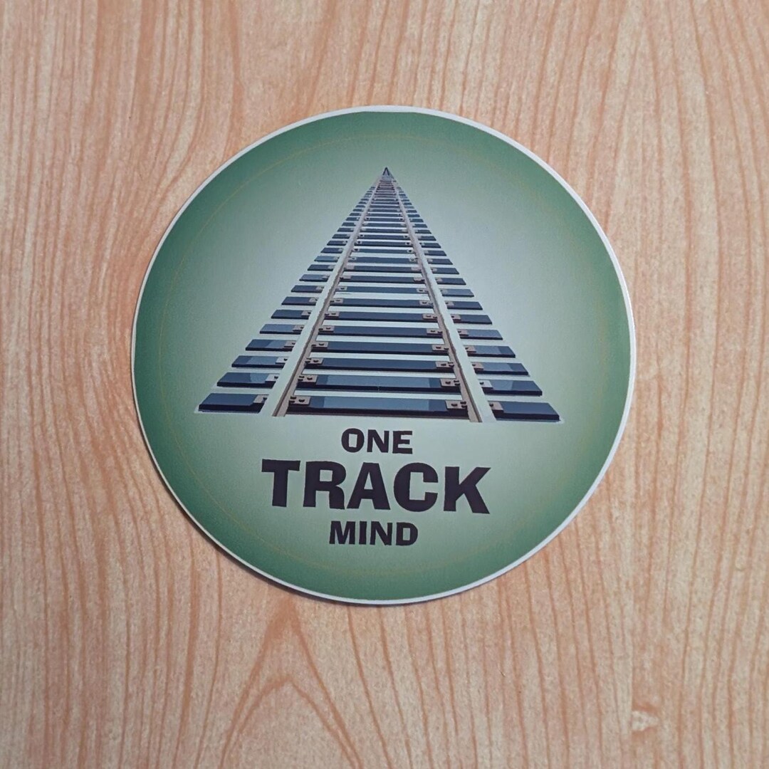 Funny Train Track 3 Inch Round Glossy Sticker, One Track Mind, Train ...