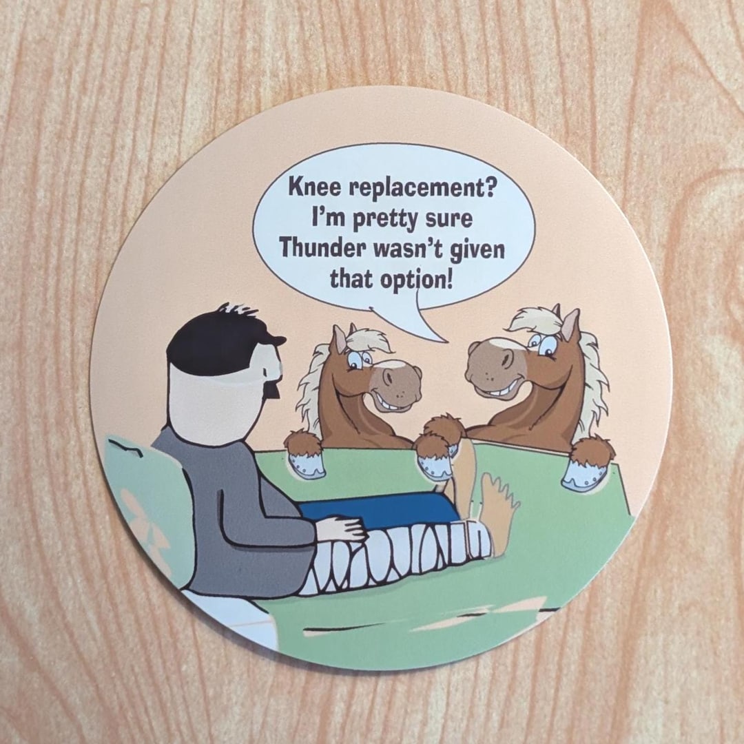 Funny Knee Replacement Surgery 3 Inch Round Vinyl Sticker, Get Well ...