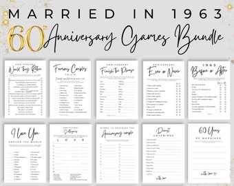 60th Anniversary Party Games Married in 1963 Trivia Printable - Etsy