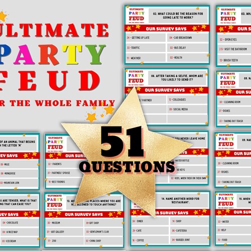 Family Friendly Feud Quiz Printable / Ultimate Trivia Quiz / - Etsy