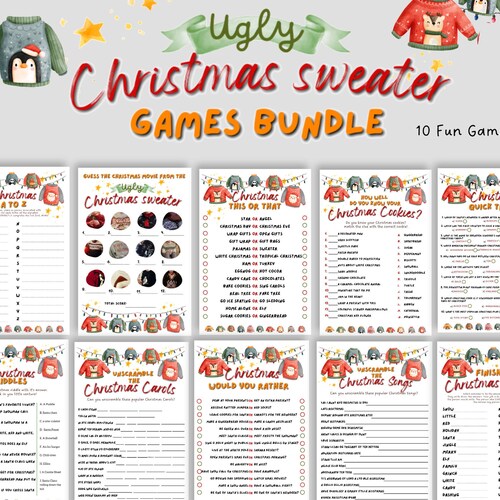Ugly Sweater Party Games Bundle Printable Ugly Sweater Games - Etsy