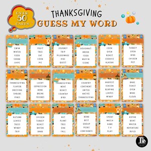 Printable Thanksgiving Word Game Cards Thanksgiving Dinner | Etsy