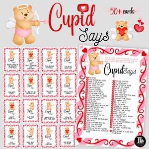 Valentine's Day Kids Party Activity Cards Cupid Says | Etsy