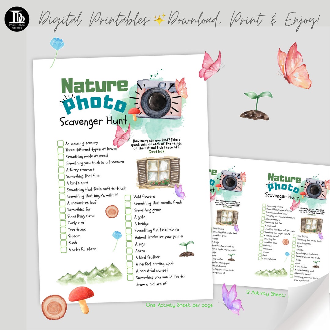 Nature Scavenger Hunt for Kids | Photo Challenge | Nature Walk Activity ...