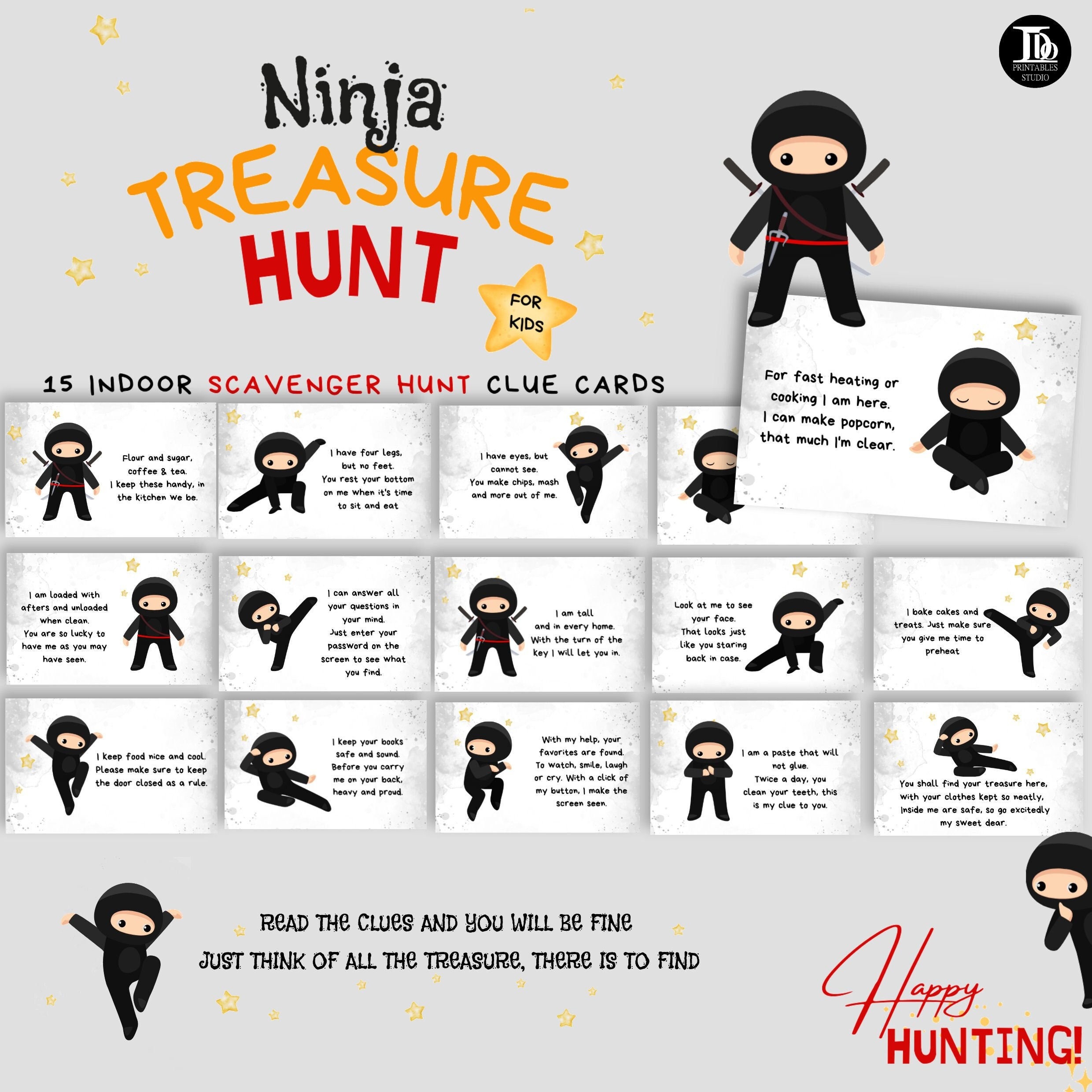 Ninja Treasure Hunt for Kids Printable Scavenger Hunt Clue - Etsy