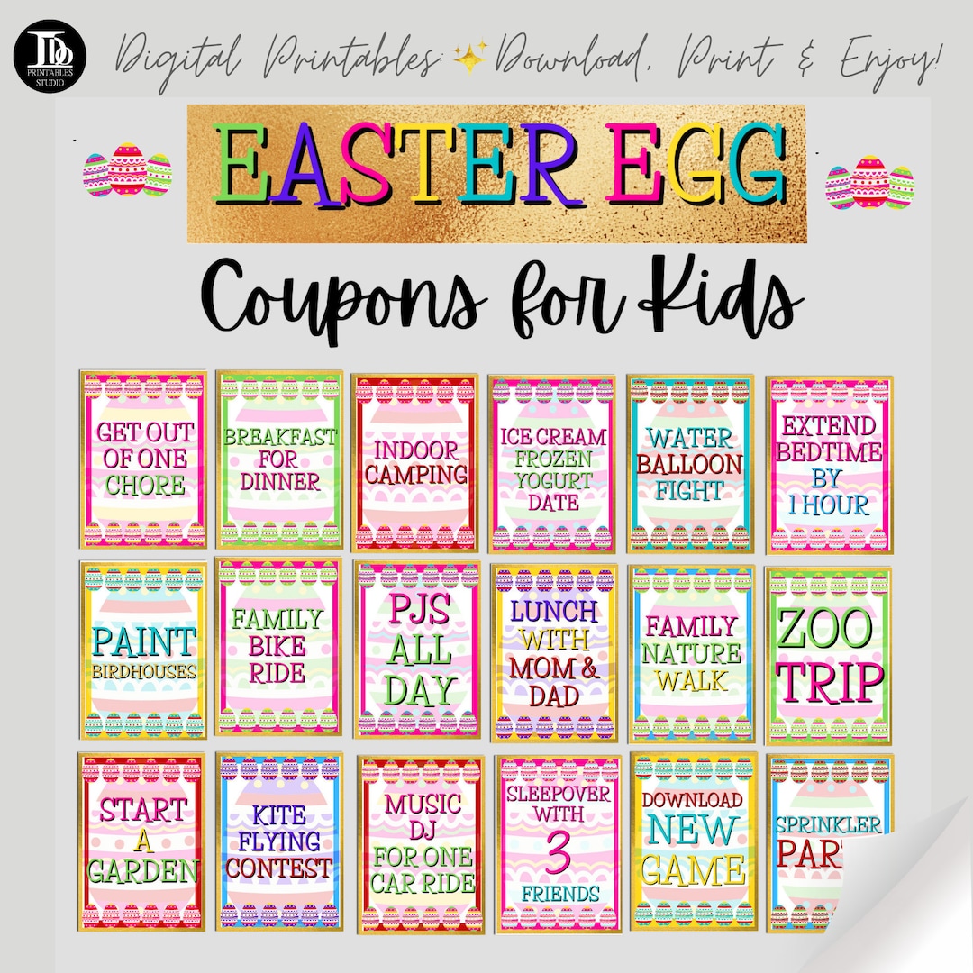 Easter Egg Coupons for Kids / Easter Egg Treasure Hunt / Easter Hunt ...