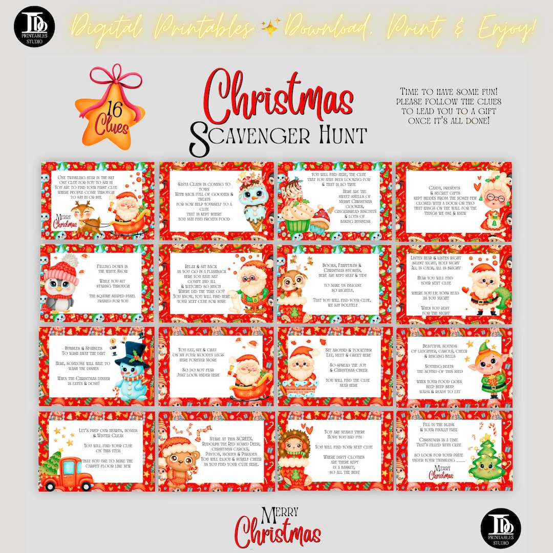 Christmas Scavenger Hunt / Holiday Scavenger Hunt / Kids Scavenger Hunt ...