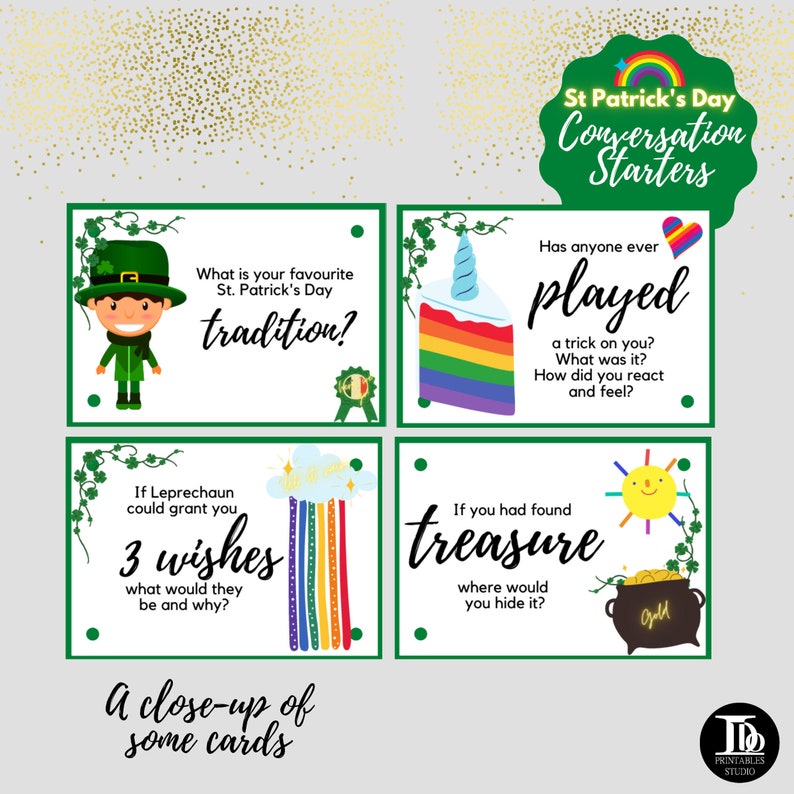 St Patrick's Day Conversation Cards / St Patrick's Day Activities / St ...