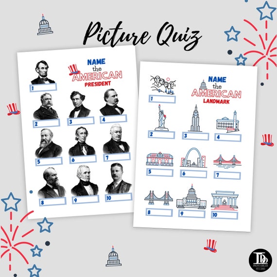Printable American Picture Quiz Bundle / Name the American | Etsy