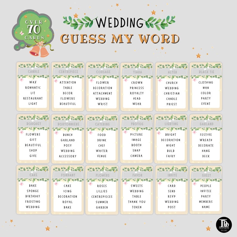 Printable Wedding Word Game Cards Bridal Shower Game - Etsy