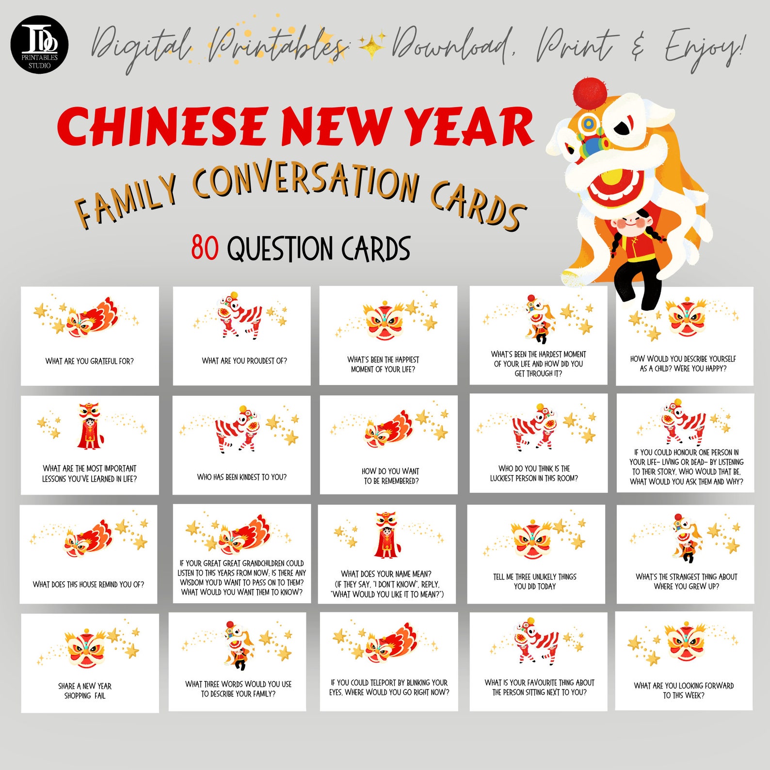 Dragon Chinese New Year Conversation Cards | Family Friendly ...