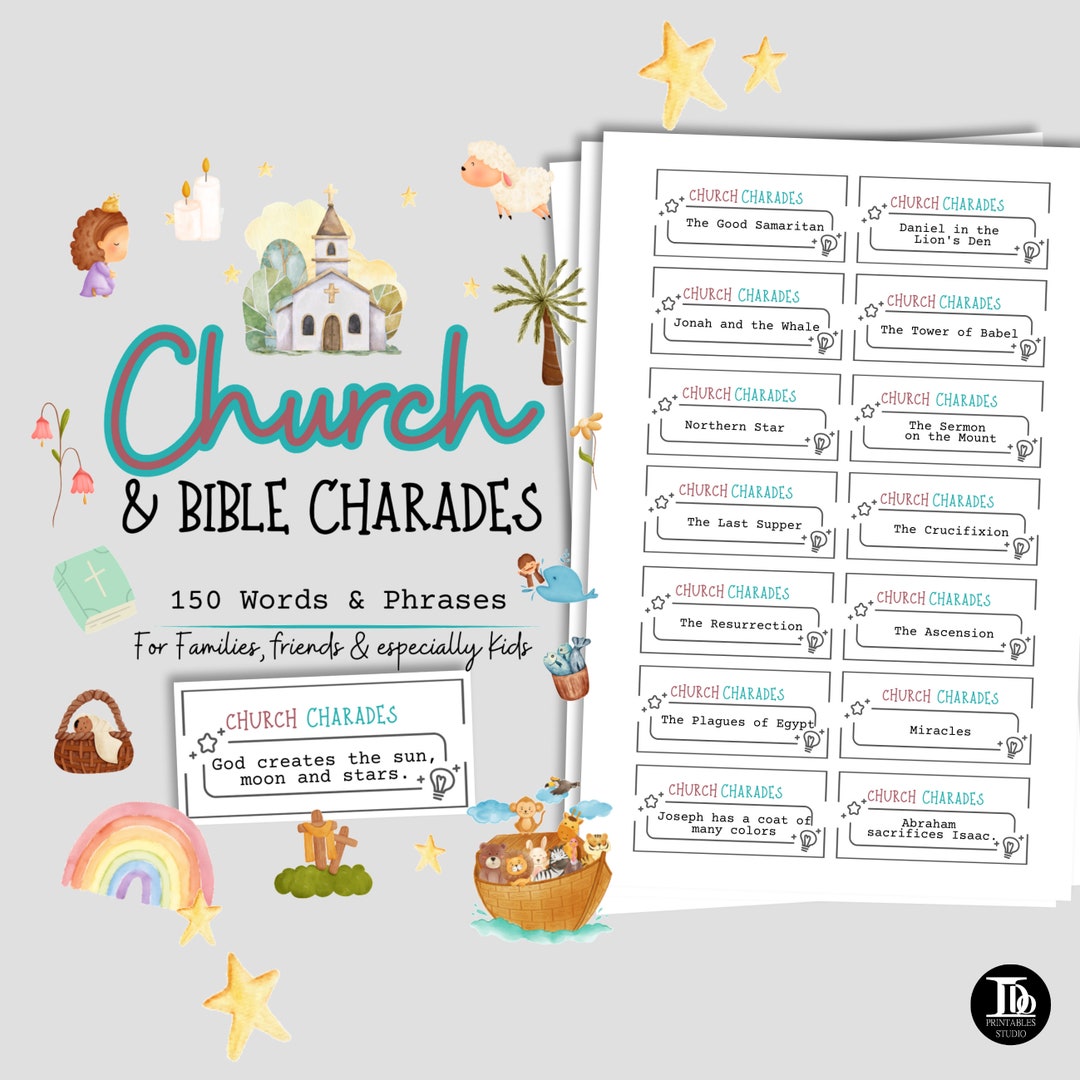 Church and Bible Charades for Kids and Adults | Sunday School | Trivia ...