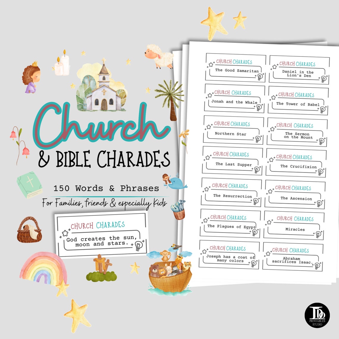 Church and Bible Charades for Kids and Adults Sunday School Trivia ...