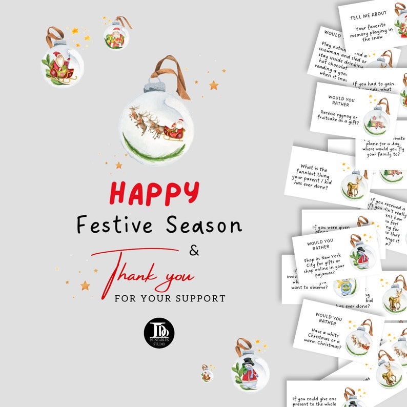 Christmas Conversation Cards Family Friendly Conversation - Etsy