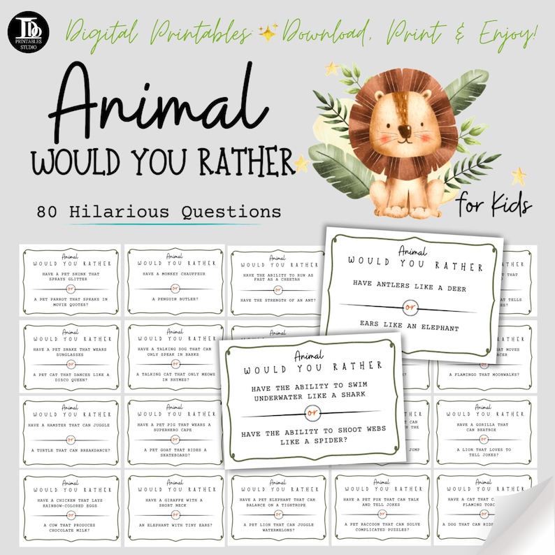 Animal Would You Rather Question Cards for Kids | Homeschooling ...