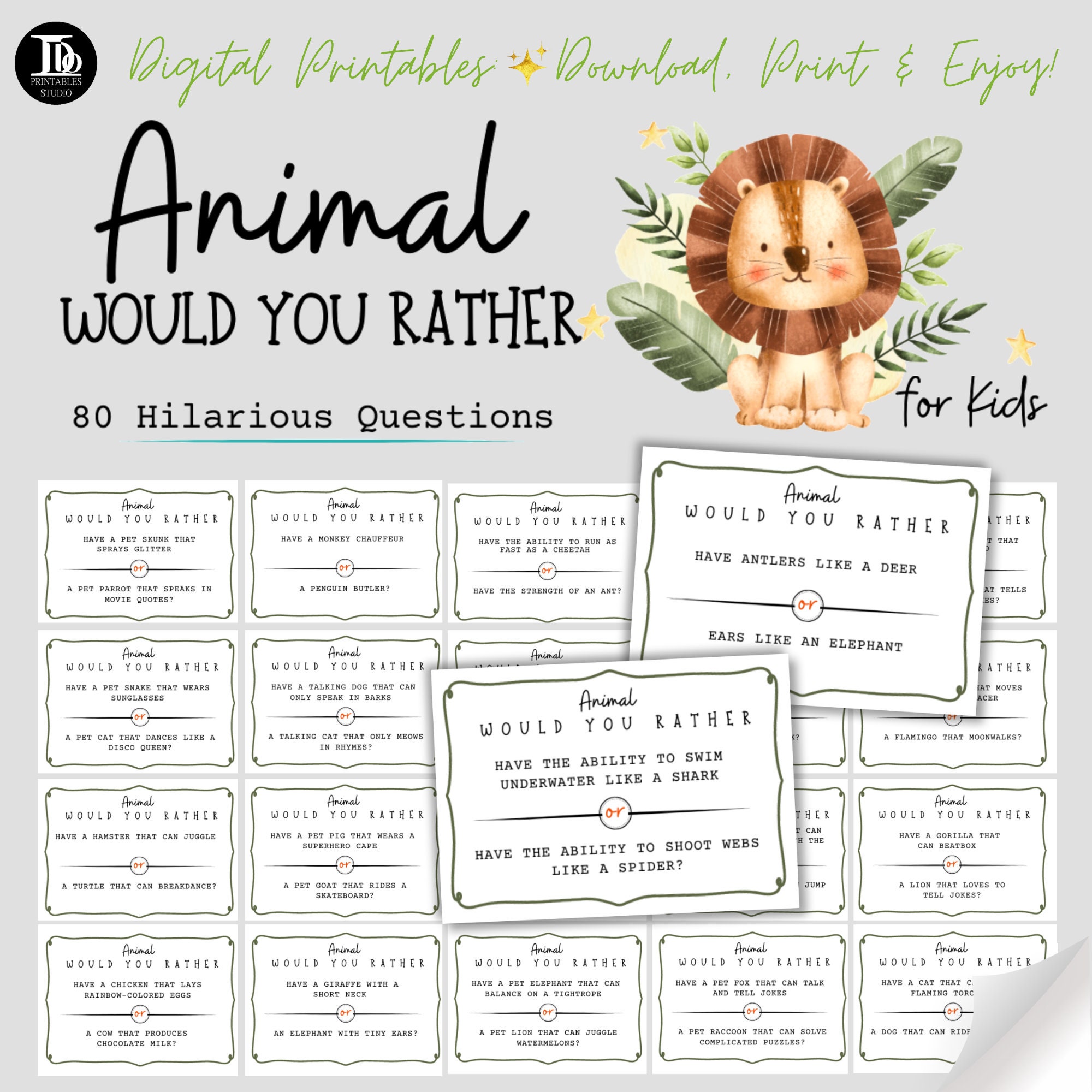 Animal Would You Rather Question Cards for Kids Homeschooling Activity ...