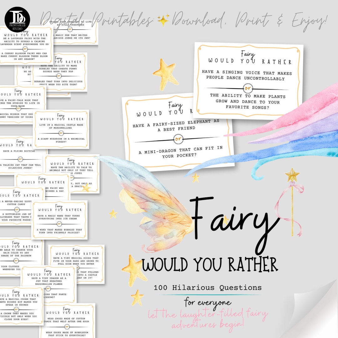 Fairy Would You Rather Question Cards | Fairy Birthday Party ...