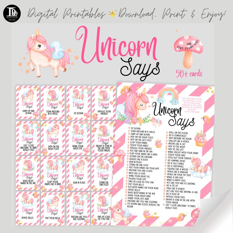 Unicorn Themed Game for Kids Pink Unicorn Themed Birthday Party ...