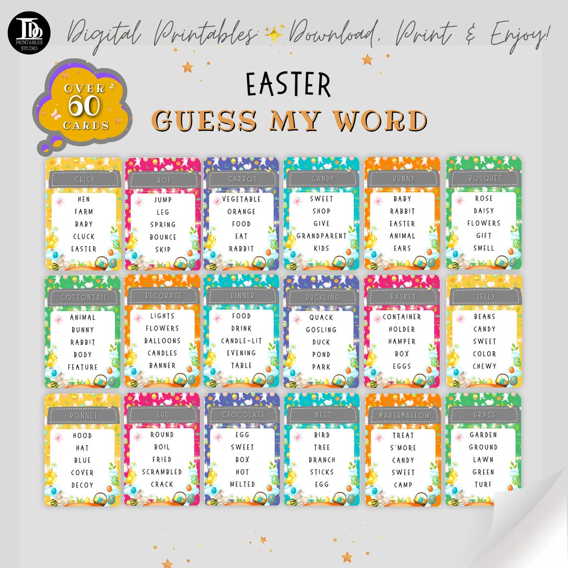 Printable Easter Word Game Cards Family Activity Game Night Game for ...
