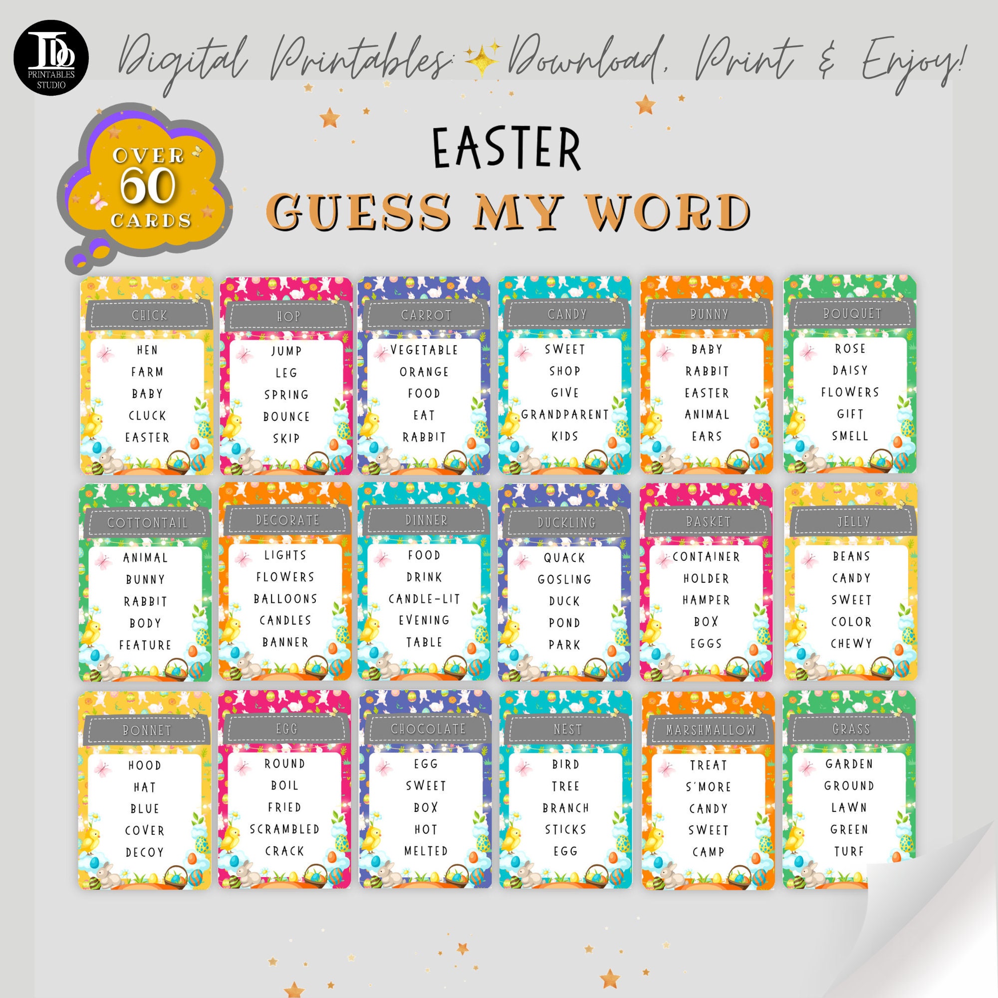 Printable Easter Word Game Cards Family Activity Game Night Game for ...