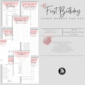 Pink First Birthday Games for Her | 1st Baby Girl Birthday | Pink ...