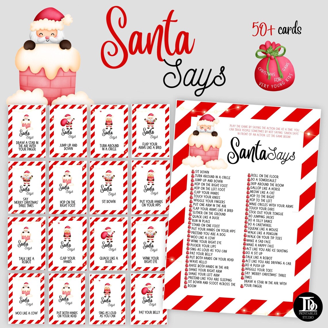 Christmas Printable 'santa Says' Game for Kids Simon - Etsy