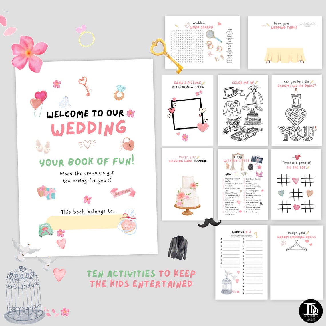 Wedding Activity Book for Kids Printable Activity Pages - Etsy