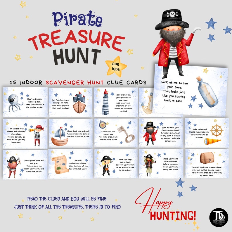 Pirate Treasure Hunt Game for Kids Indoor Scavenger Hunt - Etsy