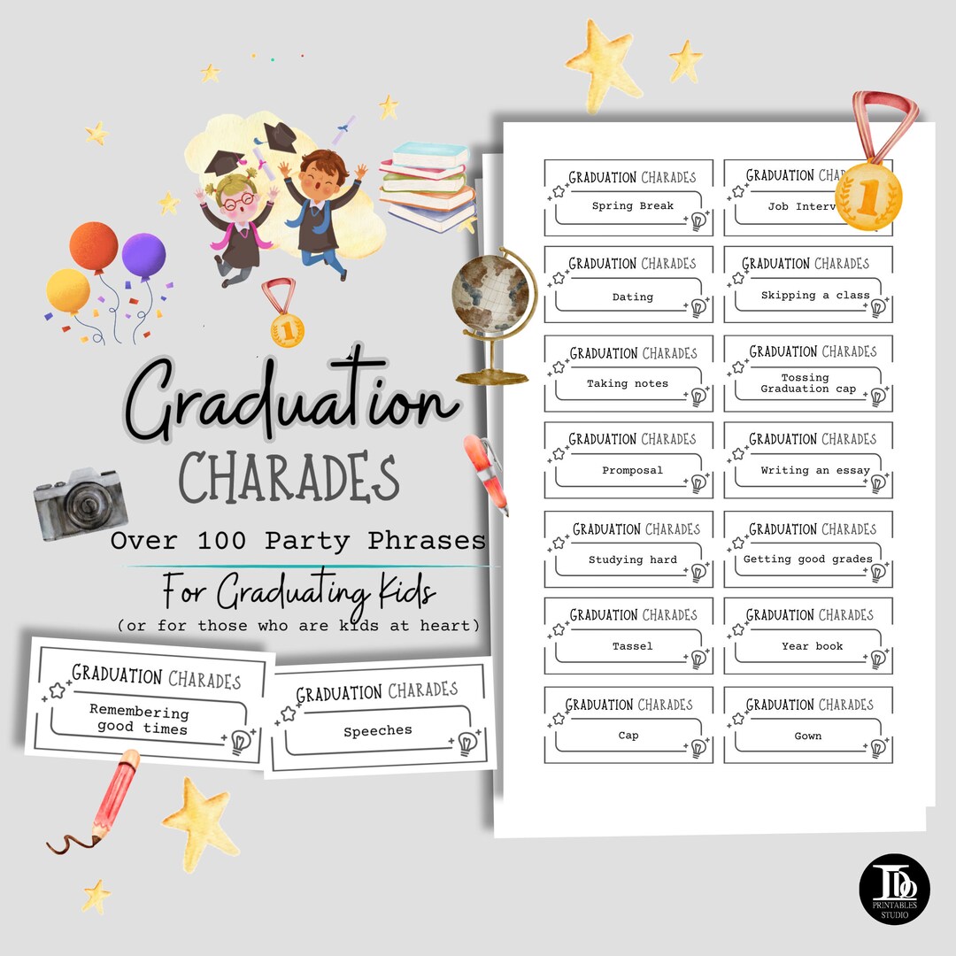 Graduation Charades Game Cards | Graduation Party Activity | Graduation ...